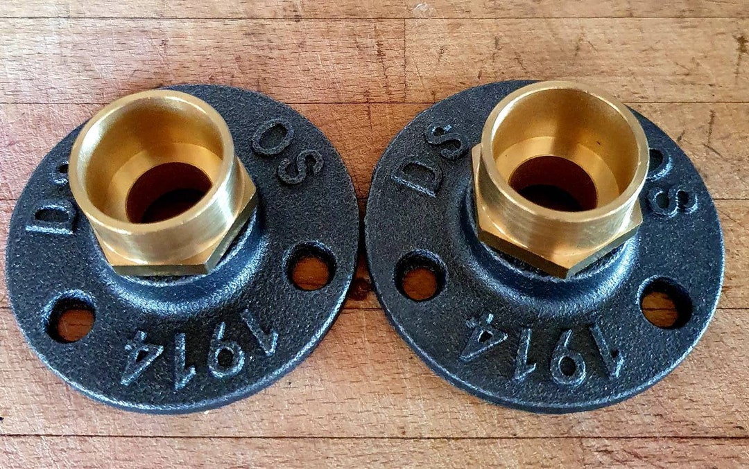 2 X 22mm,malleable Iron Flanges With 22 Mm Brass Couplings (free P&P ...
