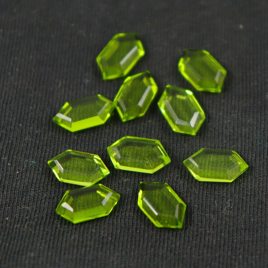 20 Pcs Peridot Quartz Hexagon Shape Approx.11x6 MM Both Side Tablet Cut ...