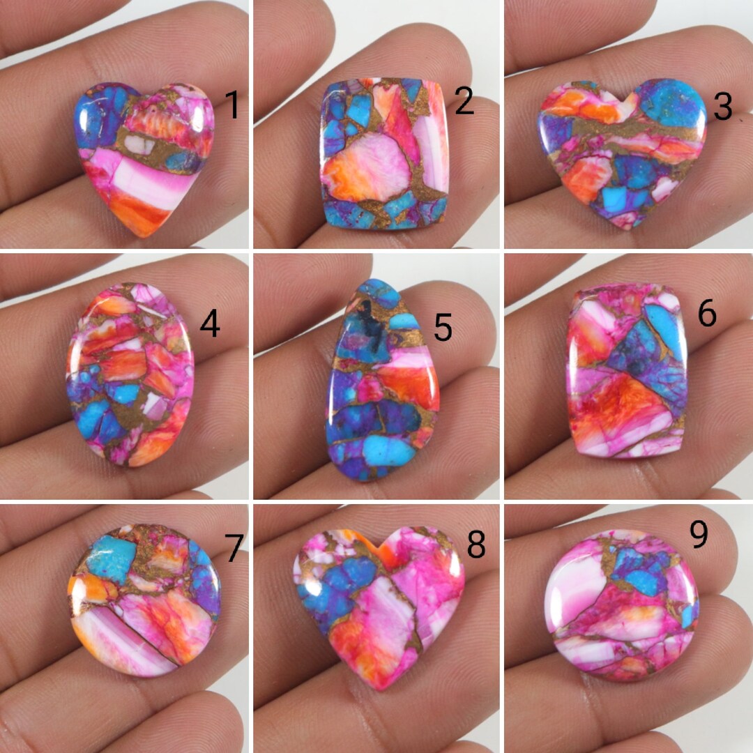 AAA Quality Pink Spiny Oyster Copper Turquoise Mix Shape Cabochon ...