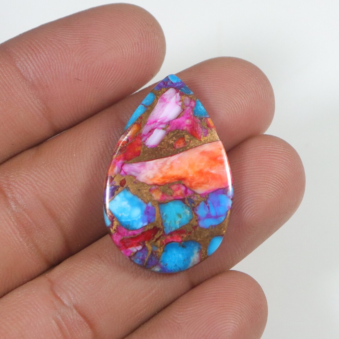 AAA+ Quality Pink Spiny Oyster Copper Turquoise Mix Shape Cabochon ...