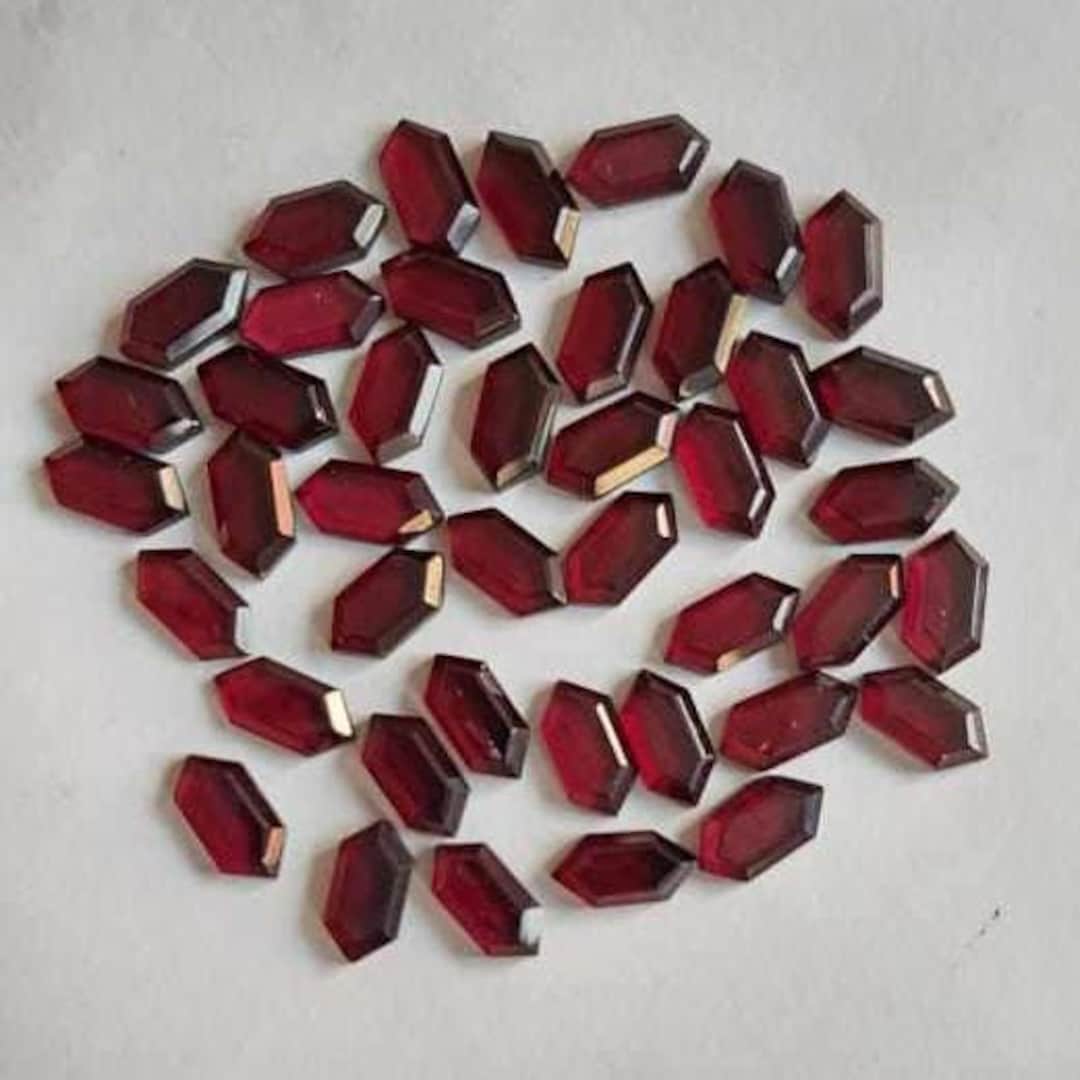 1 Pair Natural Garnet Gemstone Hexagon Shape Garnet Hexagon Shape ...
