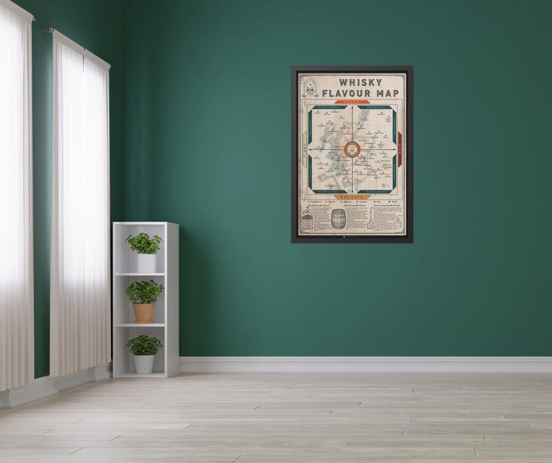 Framed Poster - Classic Whisky Map Print - Stylish Wall Decor for ...