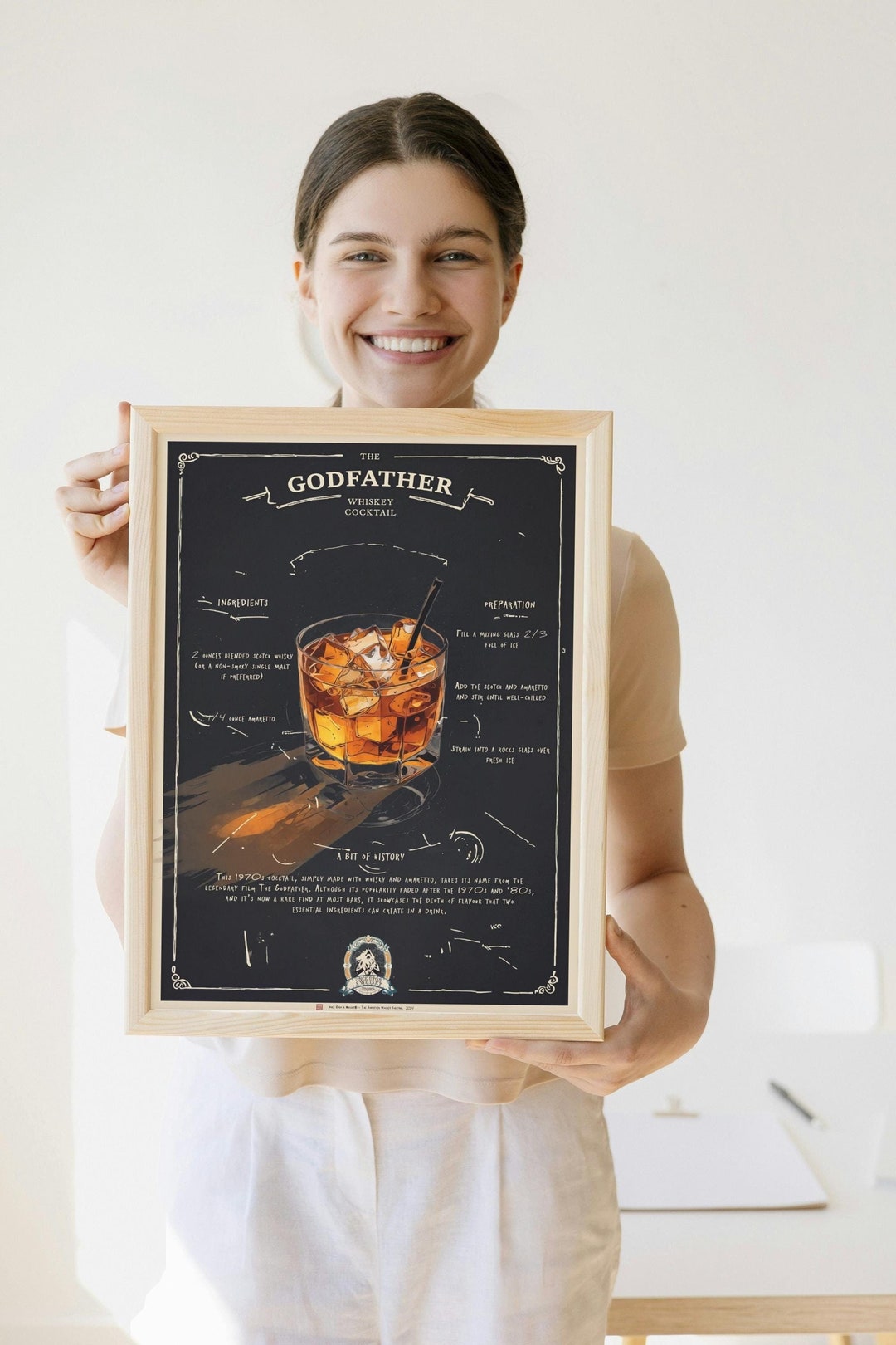Godfather Whisky Cocktail Print, Rolled Posters, Wall Art Decor, Movie ...