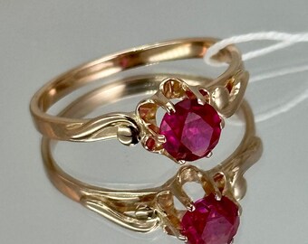 Vintage Original Rose Gold Ruby Ring 583 14KT , Rare Rose Gold Ruby ...