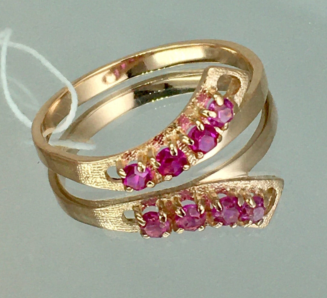 Vintage Original Rose Gold Ring With Ruby 583 14K, Rose Gold Ruby Ring 14K 583, Gift for Her ...