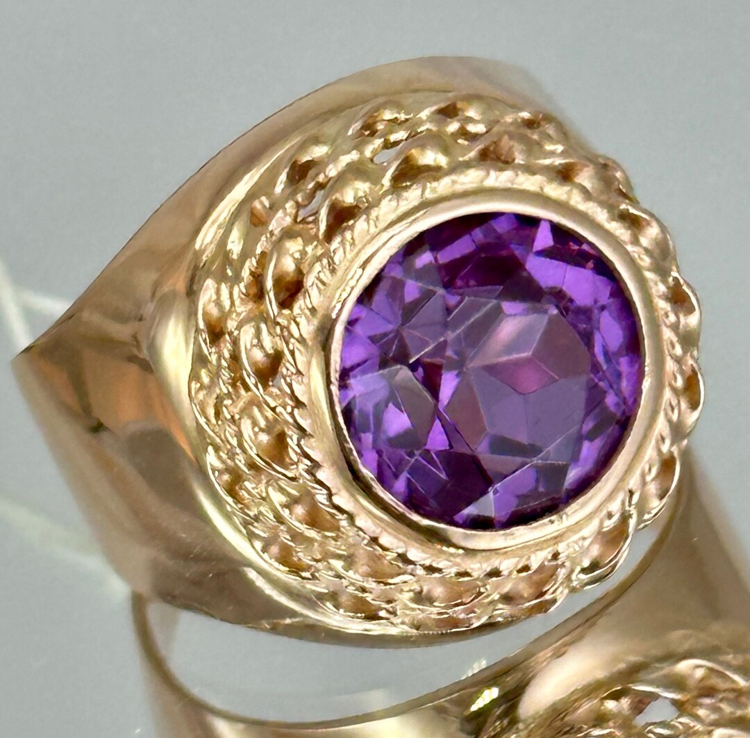 Vintage 14K 583 Rose Gold Alexandrite Ring - Size 7 3/4 - Etsy