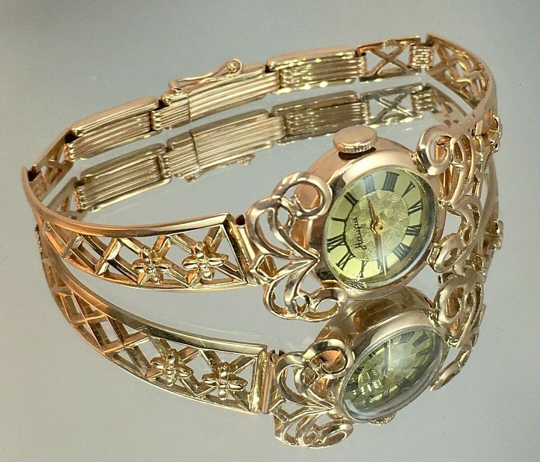 Vintage NAIRI Rose Gold Watch: 14K 583 Mechanical Bracelet Watch, 1978 ...