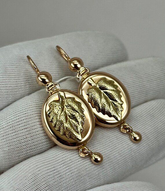 Rare Vintage Original Rose & Yellow Gold Earrings "Sa… - Gem