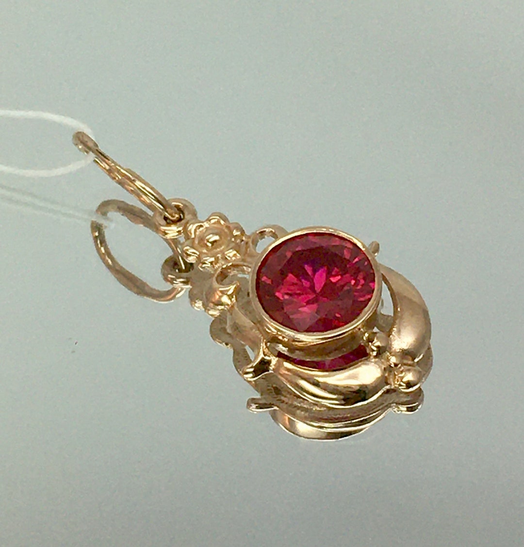 Vintage Original Rose Gold Ruby Pendant 583 14K, Ruby Gold Pendant 14K ...