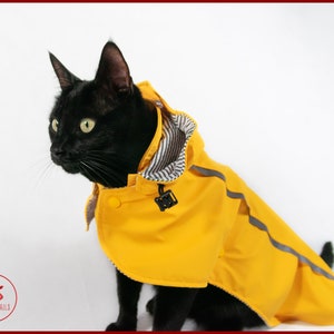 Stylish CAT Rain JACKET, Waterproof Cat Coat, Yellow Vintage Fisherman ...