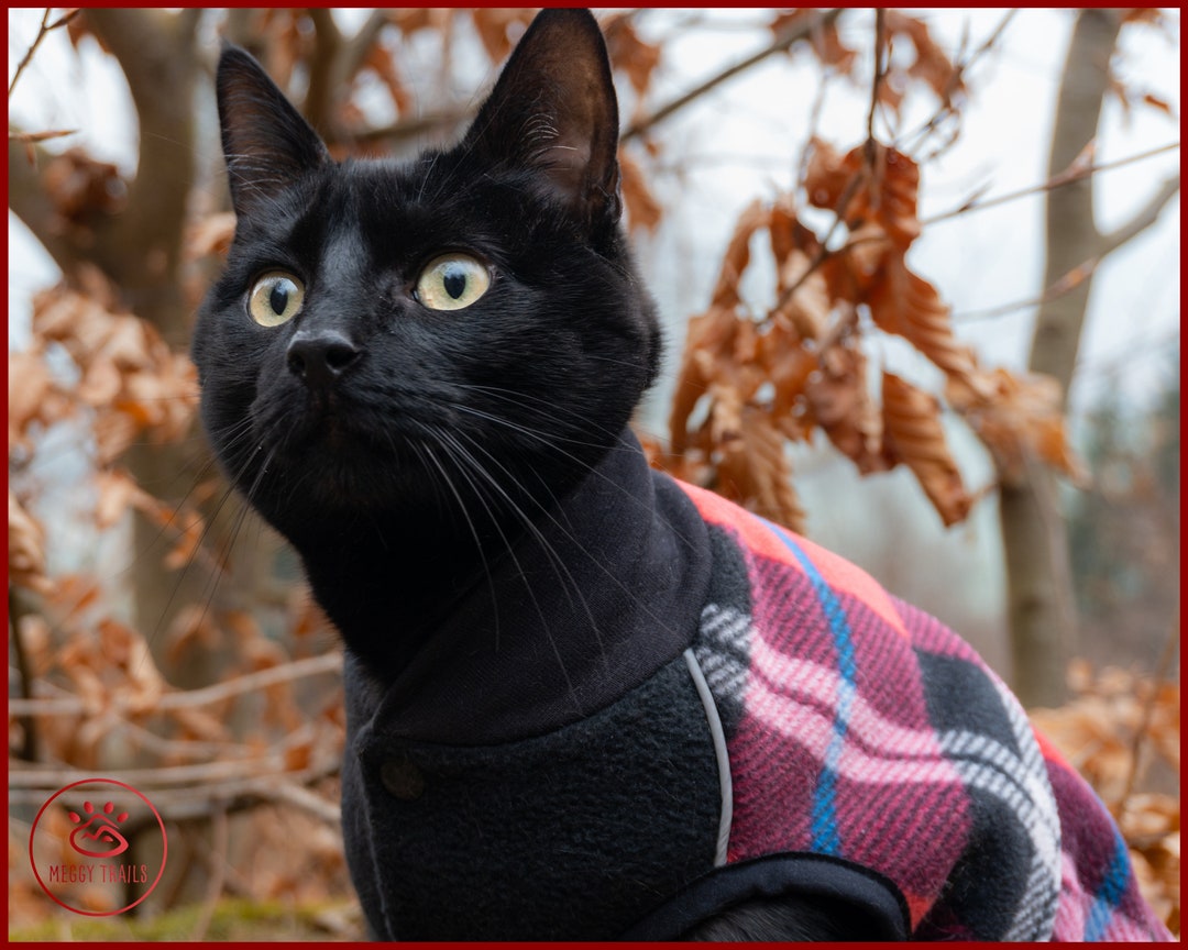 Cat Fleece Jacket, Warm Cat Coat, Plaid Pattern Jacket for Cat, Warm ...