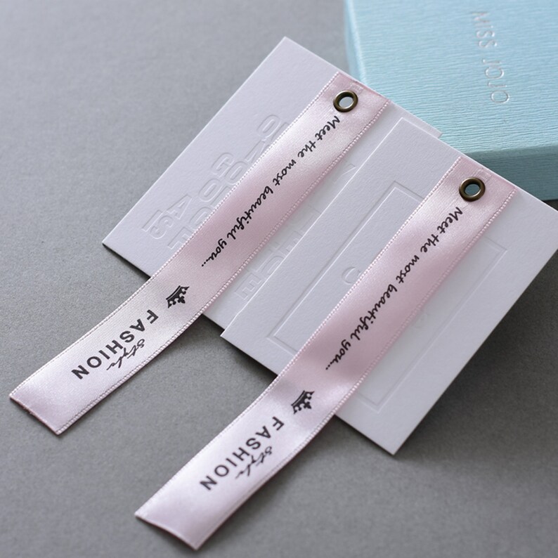 1000 Custom Ribbon Tags, Custom Clothing Hang Tags With Eyelet, Ribbon ...