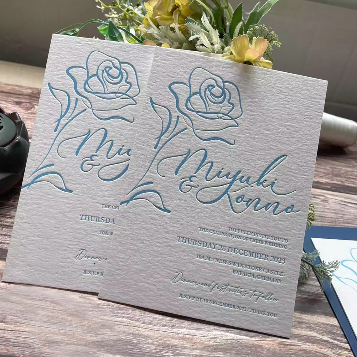 30 Pcs Custom Wedding Invitation Cards Embossed Thick Wedding Card ...