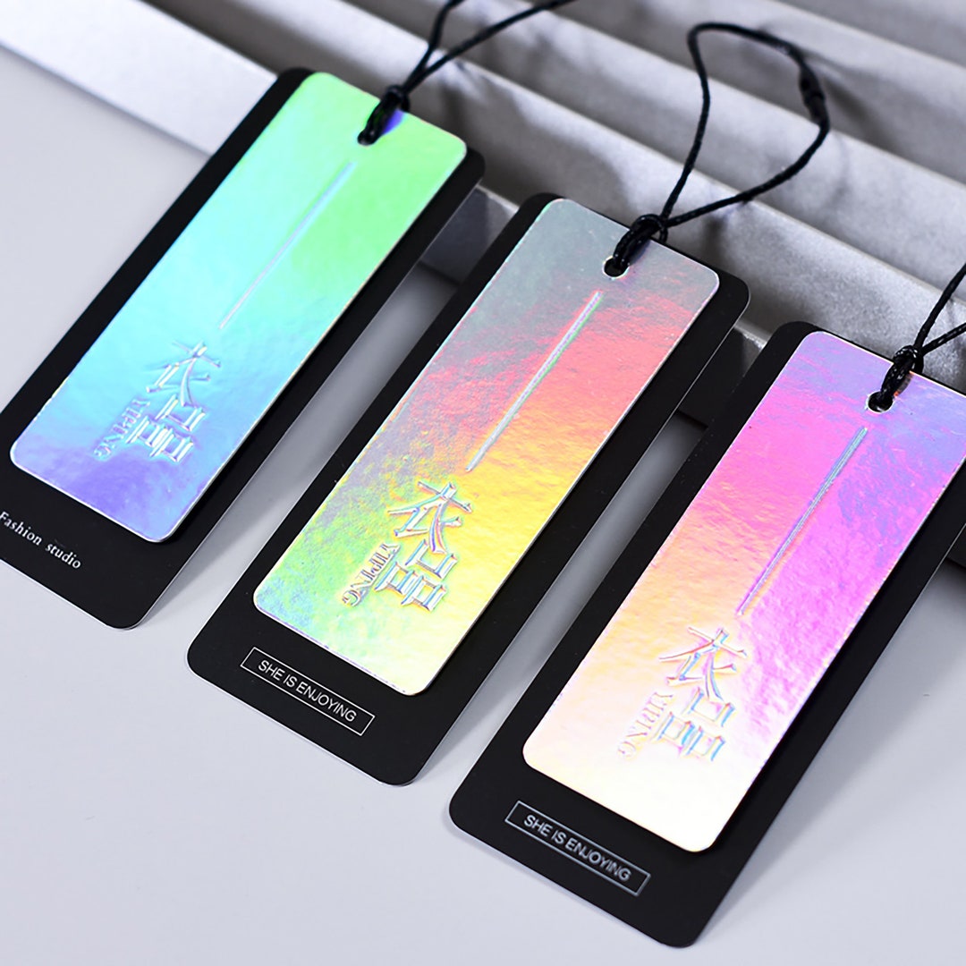 500 Iridescent Embossed Clothing Hang Tags,custom Holographic Hang Tags ...
