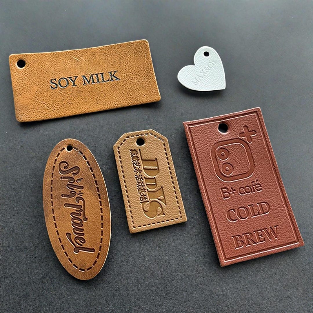 Custom PU Leather Hang Tags, Custom Faux Leather Labels, Clothing Hang ...