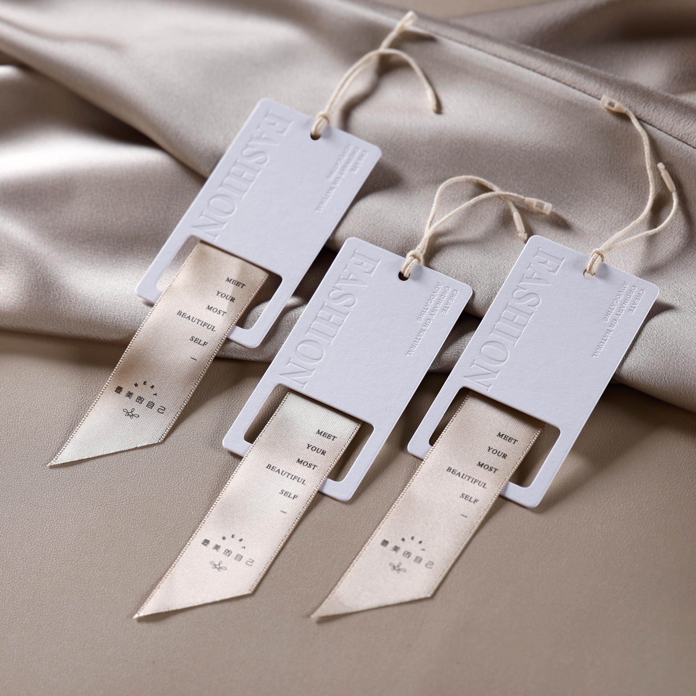 500 Custom White Hang Tags With Ribbon Paper Hang Tags, Clothing Swing ...