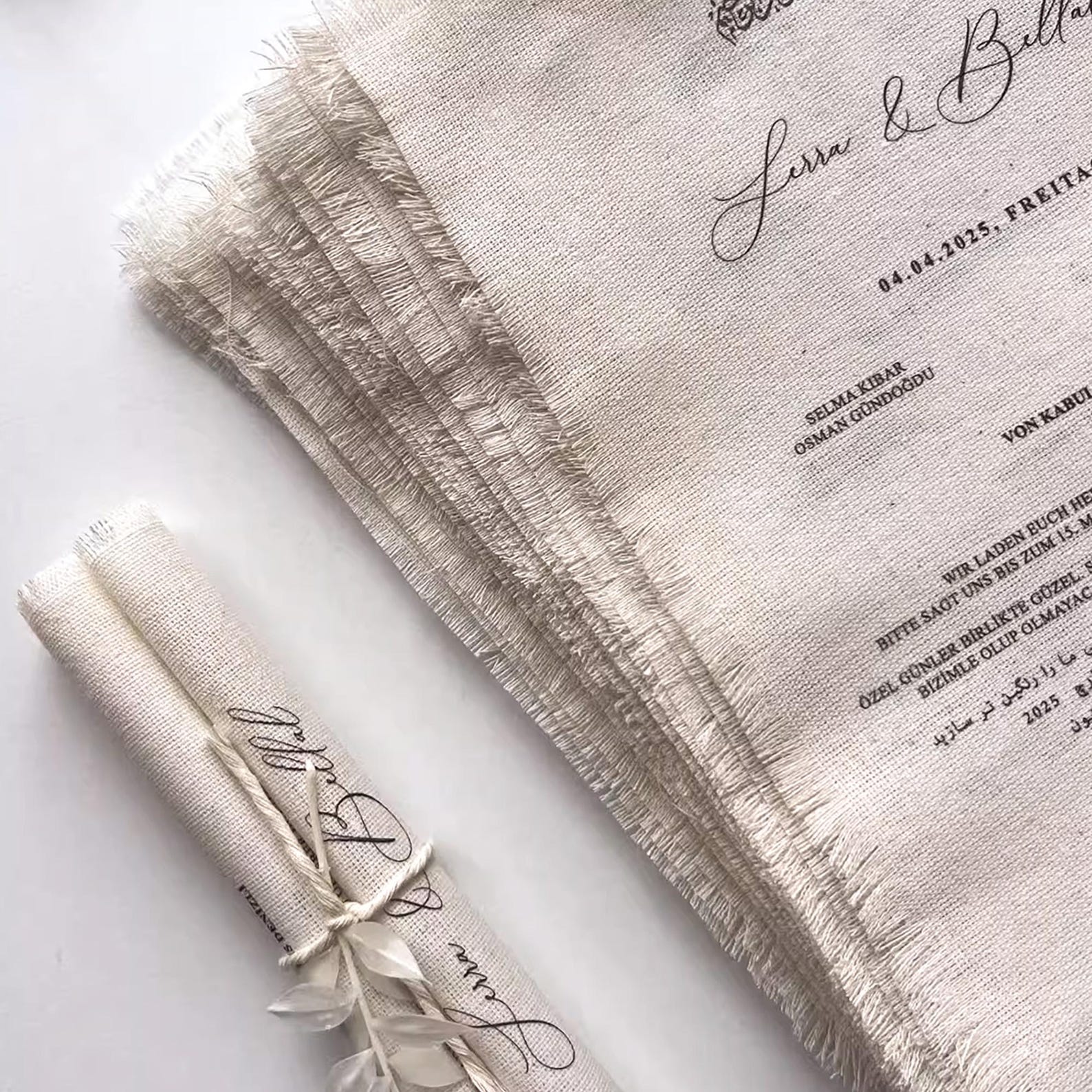 Custom Wedding Invitation Cards, Hand Torn Fabric Invitation Cards, Eco ...