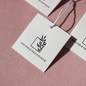 200 Custom Cotton White Clothing Hang Tags, Embossed Black Foil Swing ...