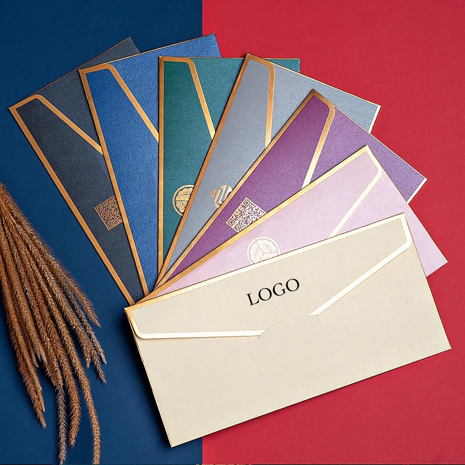 50pcs Custom Gold Rim Envelopes 22x11cm Custom Invitation Envelopes 8 ...