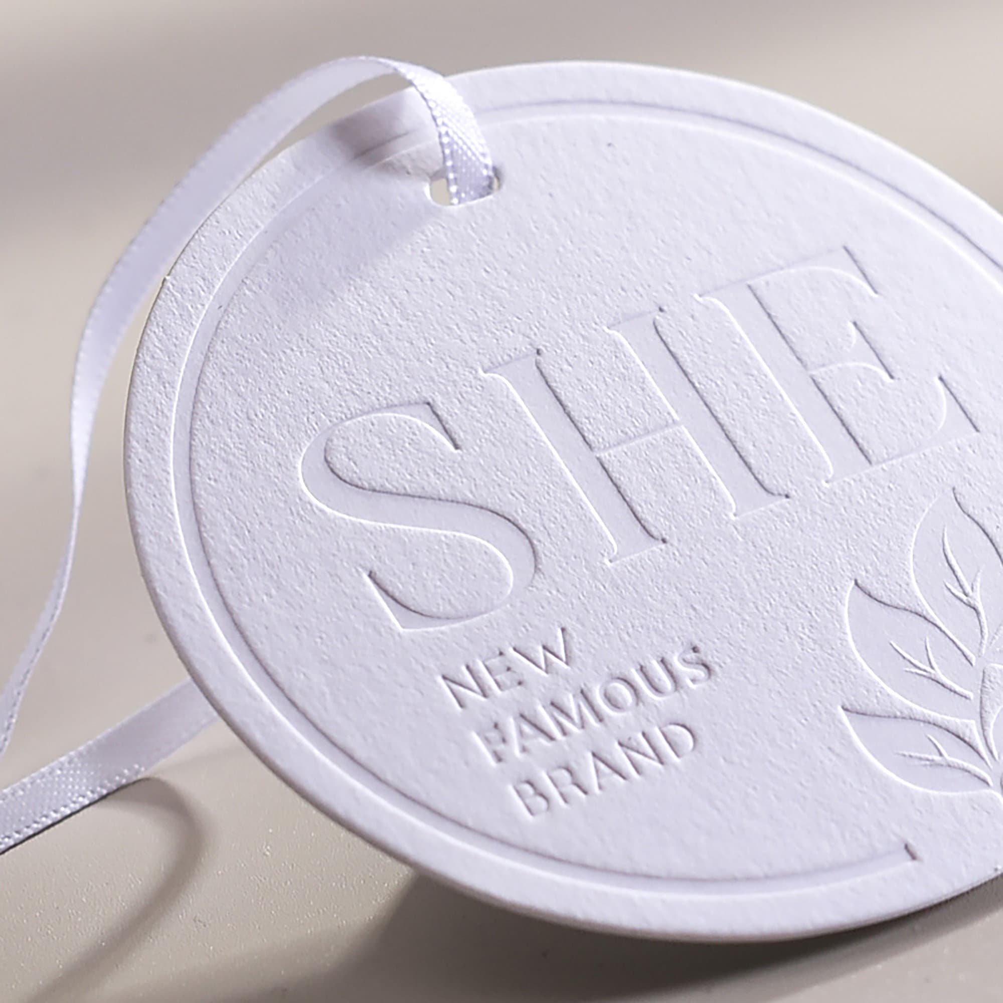 1000 Custom Round Hang Tags, Embossed Swing Tags, Clothing Hangtags ...