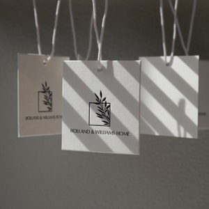 200 Custom Cotton White Clothing Hang Tags, Embossed Black Foil Swing ...