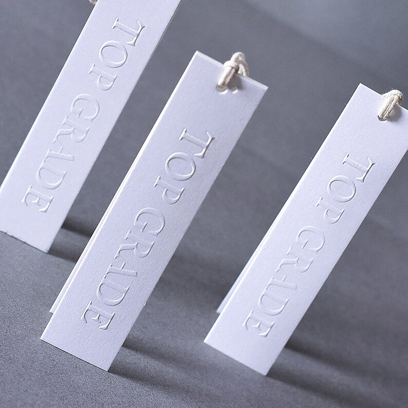 500 Custom Pure White Hang Tags Embossing Logo Swing Tags for - Etsy