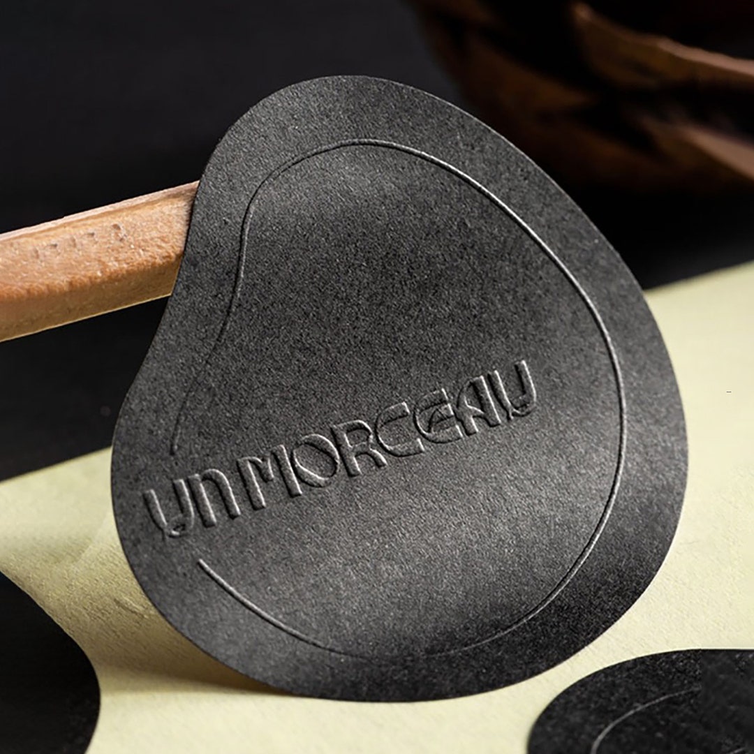 200 Custom Black Embossing Stickers Logo Stickers Custom Business ...