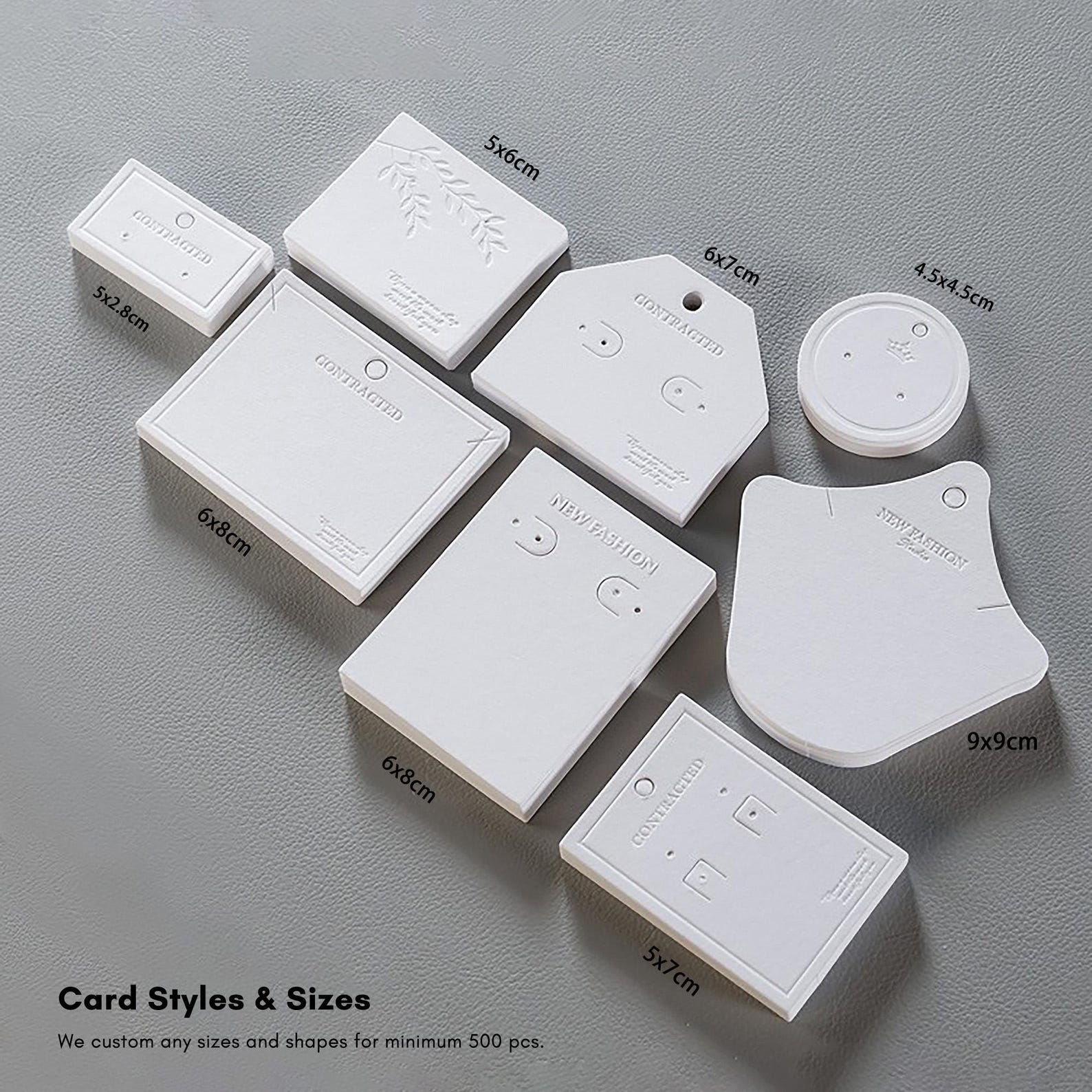 500 Custom White Jewelry Cards Die Cut Earring Cards Necklace Display ...