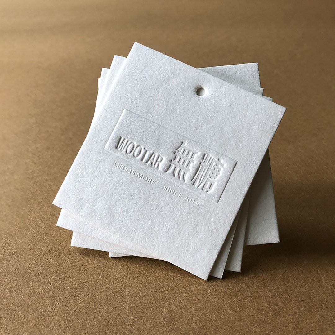 500 Custom Embossing Hang Tags, Cotton White Paper Hang Tags, Clothing ...