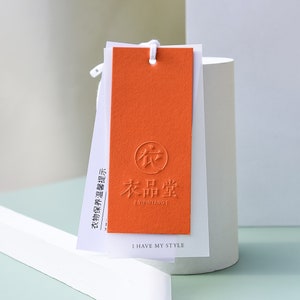 500 Custom Price Tags, Orange Hang Tags Embossed Paper Hang Tags, Swing ...