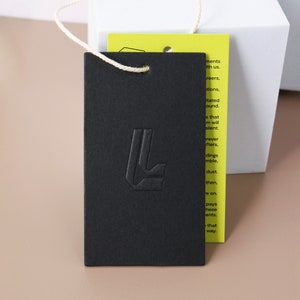 Custom Double Hang Tags 500 Sets Embossed Black Hang Tags Clothing Hang ...