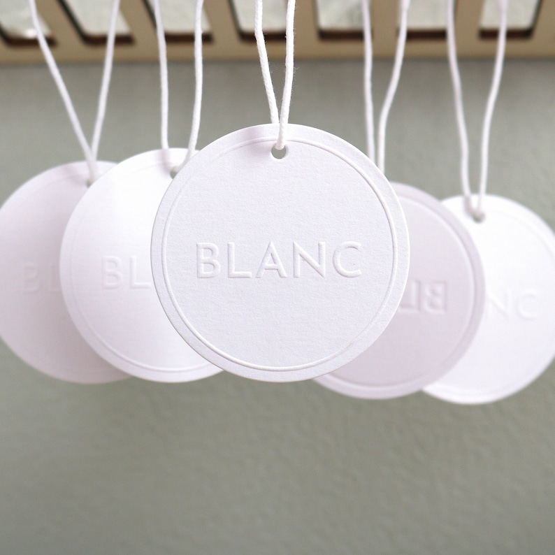 1000 Custom Round Hang Tags, Embossed Swing Tags, Clothing Hangtags ...
