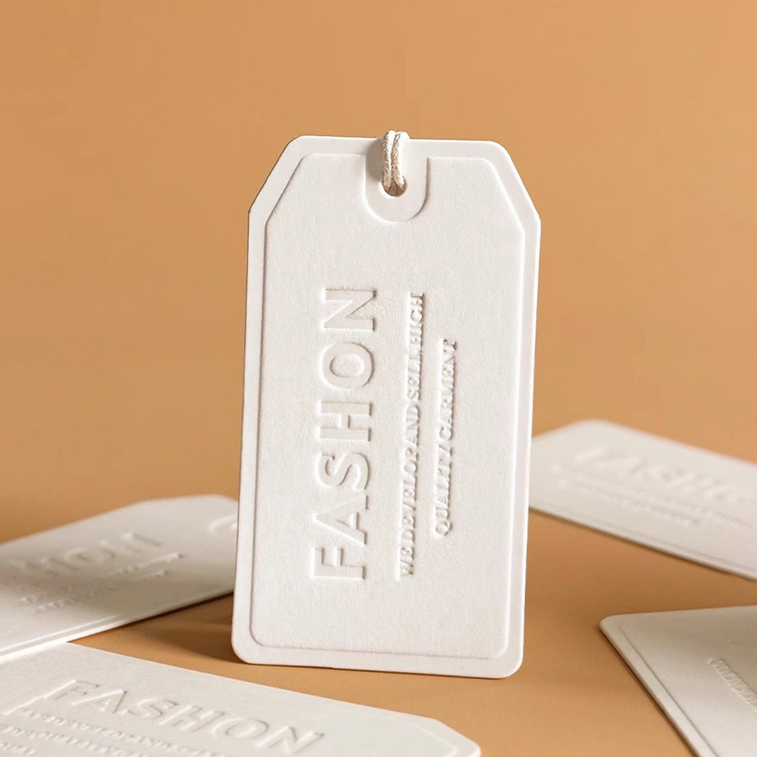 1000 Custom Die Cut Hang Tags, Nature White Clothing Hangtags, Swing ...