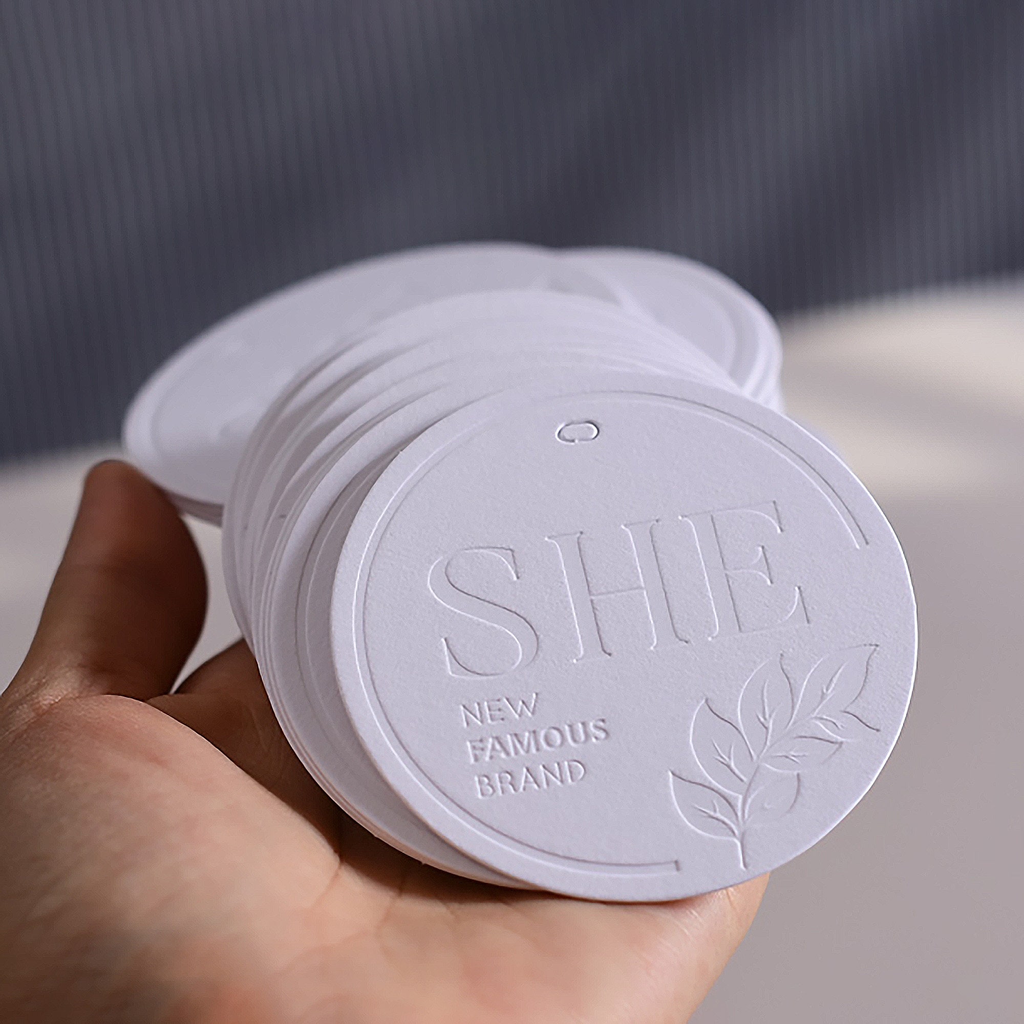 1000 Custom Round Hang Tags, Embossed Swing Tags, Clothing Hangtags ...