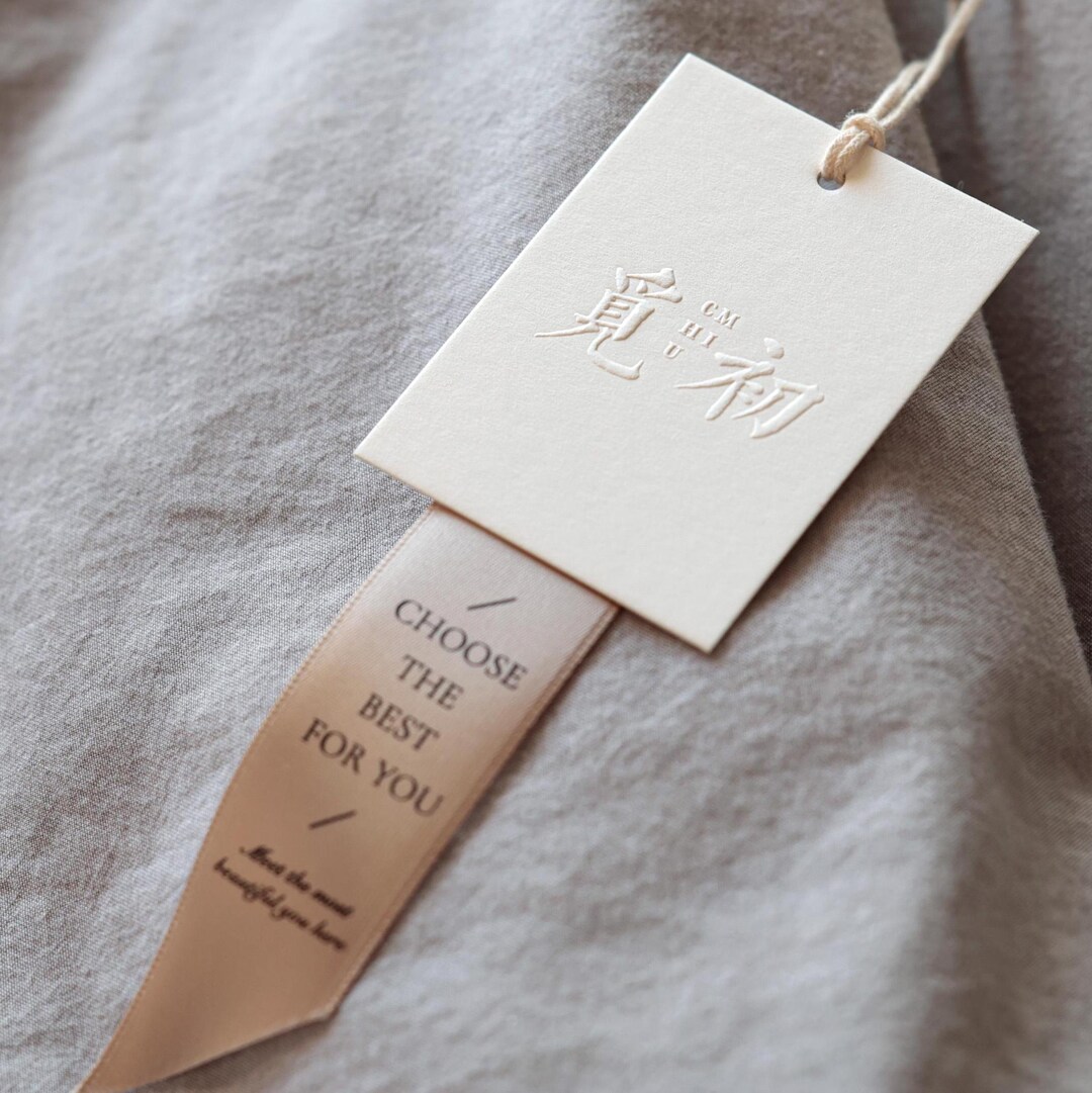 Custom Embossed Hang Tags With Ribbon | Cotton Paper Hang Tags | Gold ...