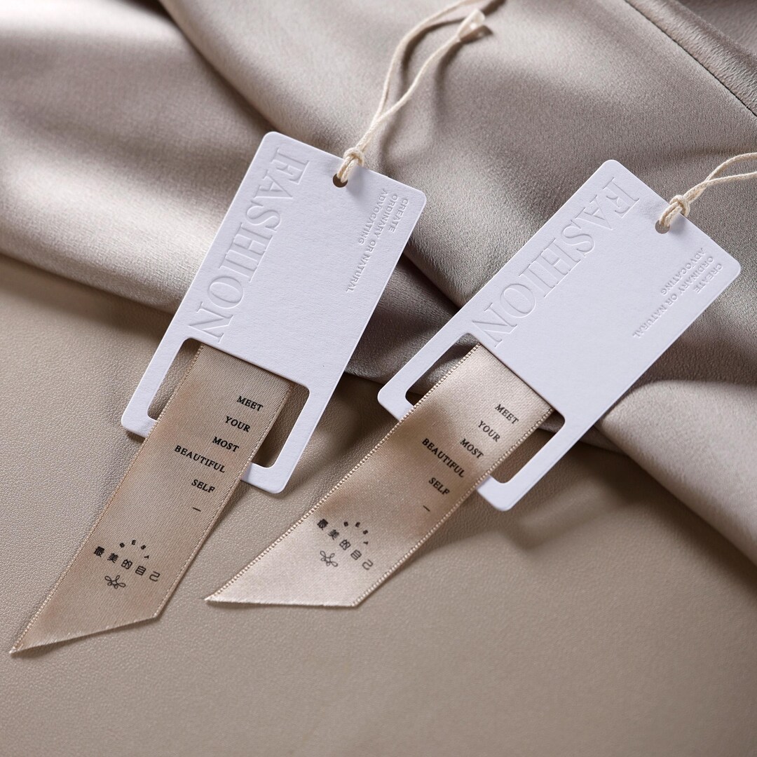 500 Custom White Hang Tags With Ribbon Paper Hang Tags, Clothing Swing ...