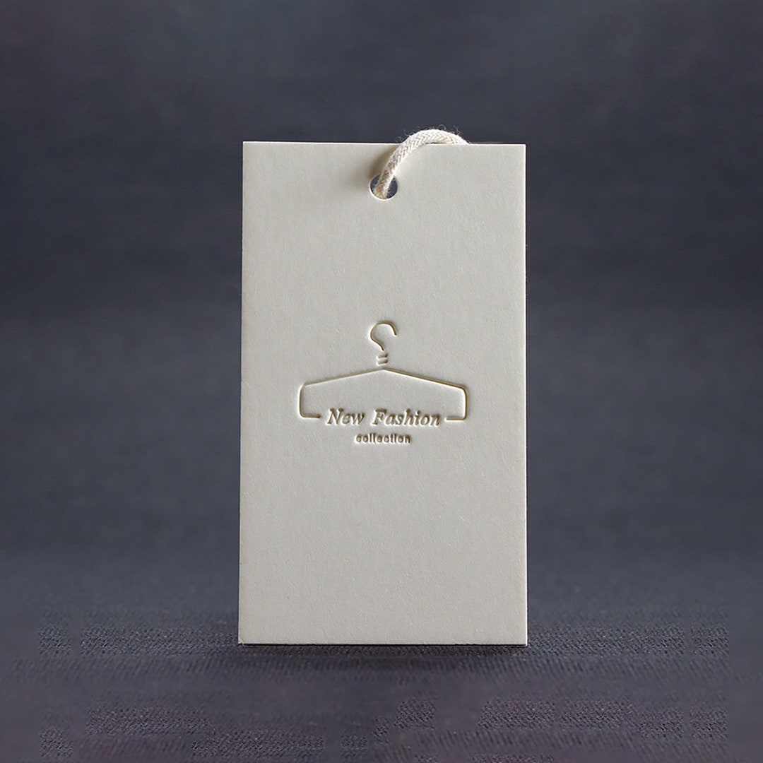 100 Custom Embossed Clothing Hang Tags, Simple Swing Tags, Gold Foiled ...