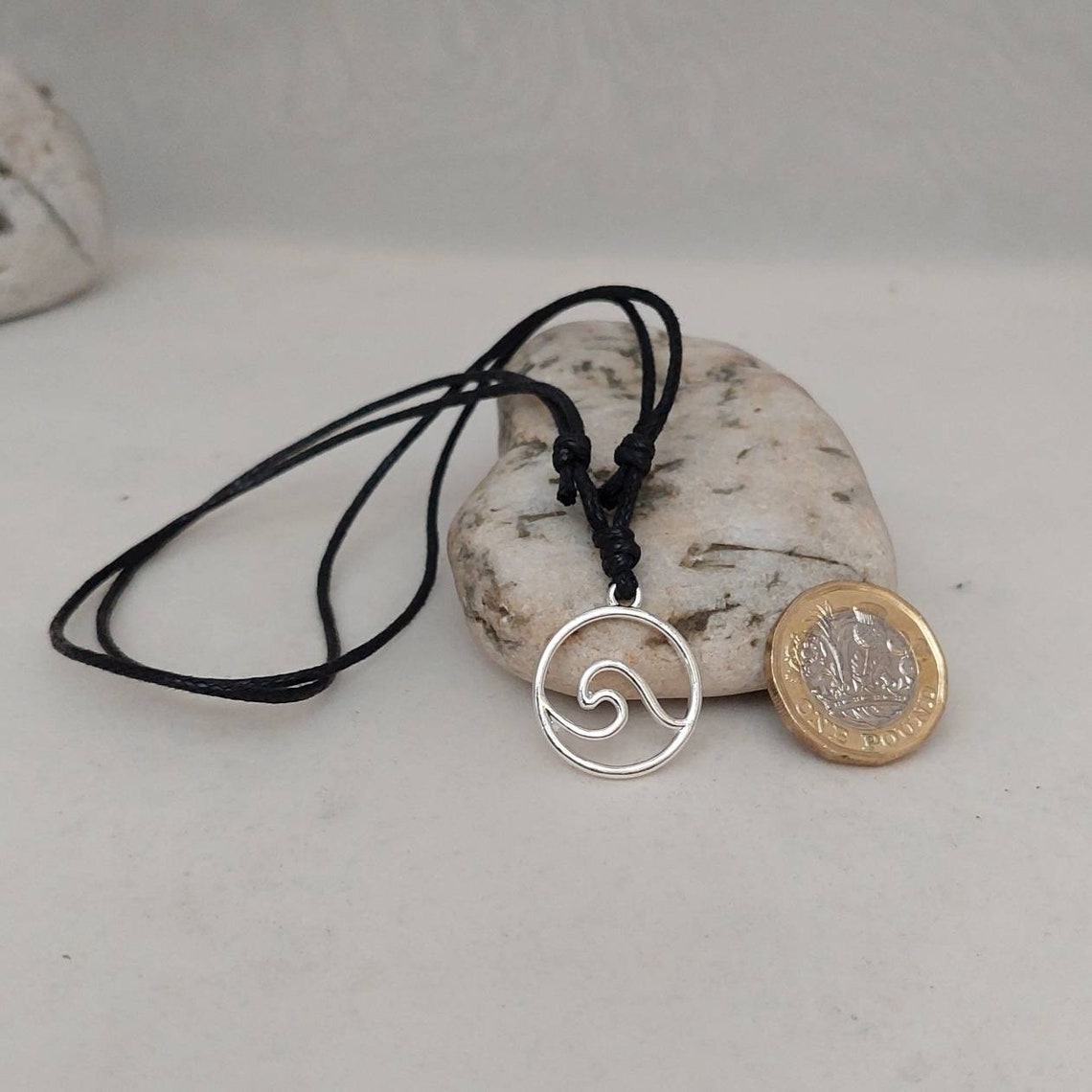 Adjustable Wave Pendant - Sea Wave Necklace Jewellery - Ocean Wave ...