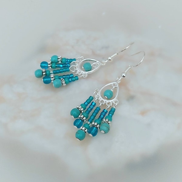 Turquoise Chandelier Earrings - Etsy UK