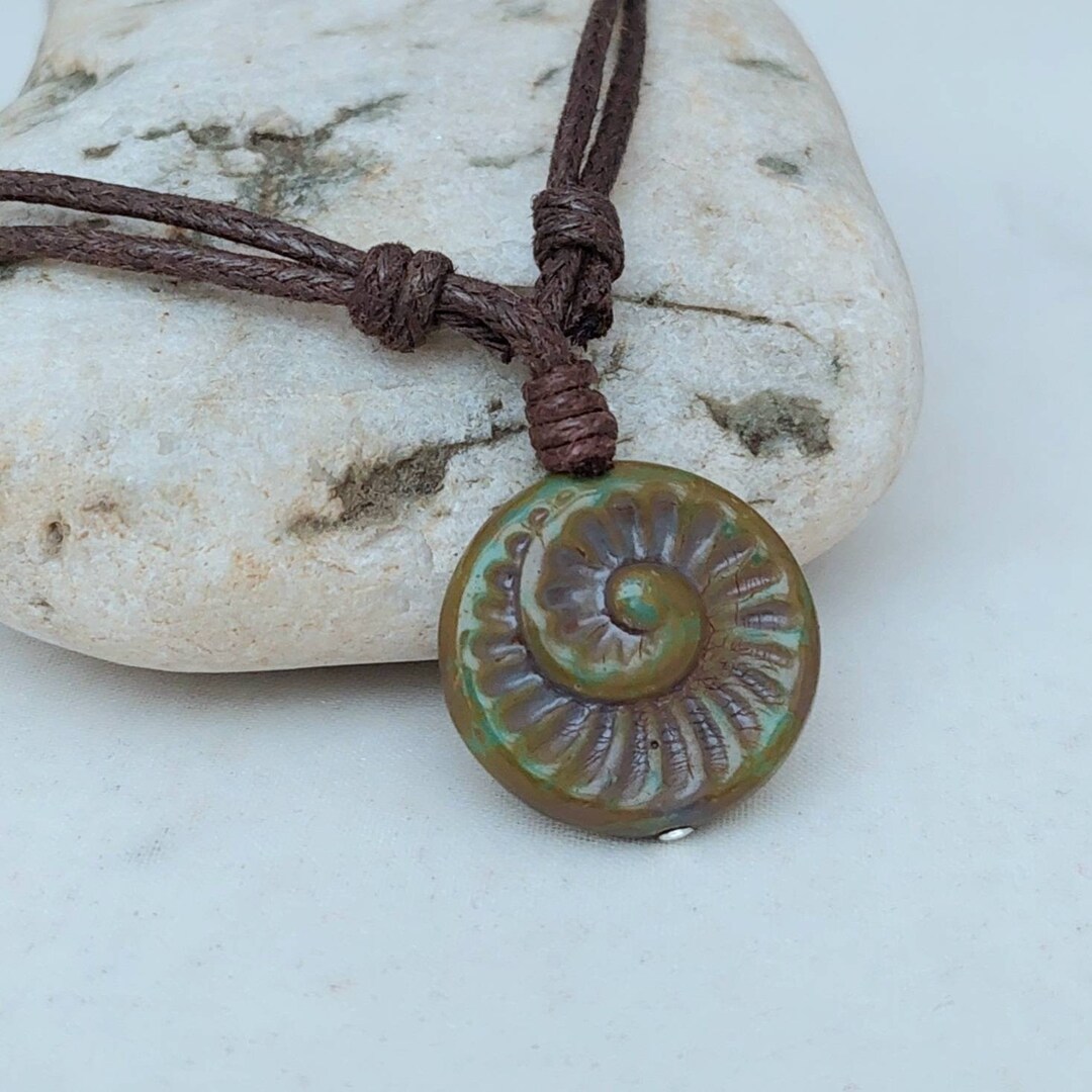 Ammonite Fossil Pendant Green Ammonite Fossil Necklace Green Ammonite ...