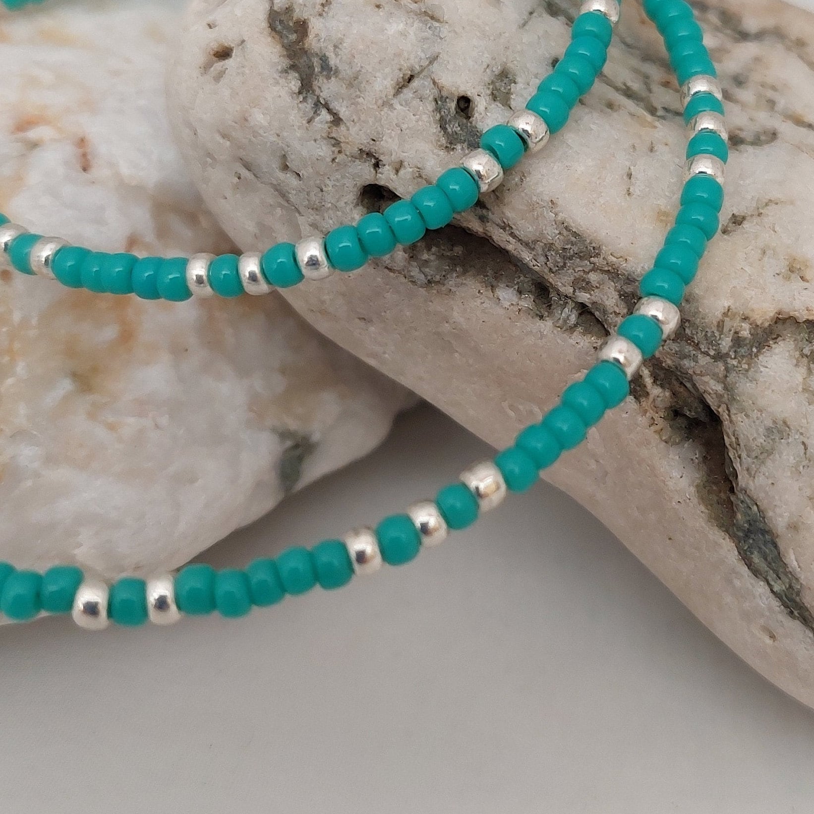 Turquoise Seed Bead Necklace Handmade Turquoise Seed Bead | Etsy