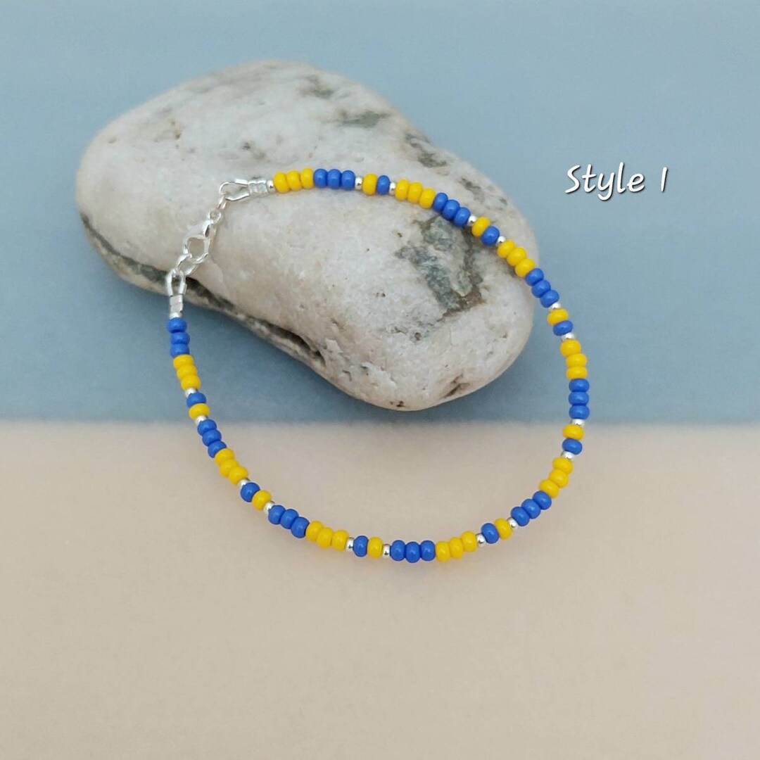 Peace in Ukraine Bracelet - Ukrainian Flag Bead Bracelet - Ukraine ...