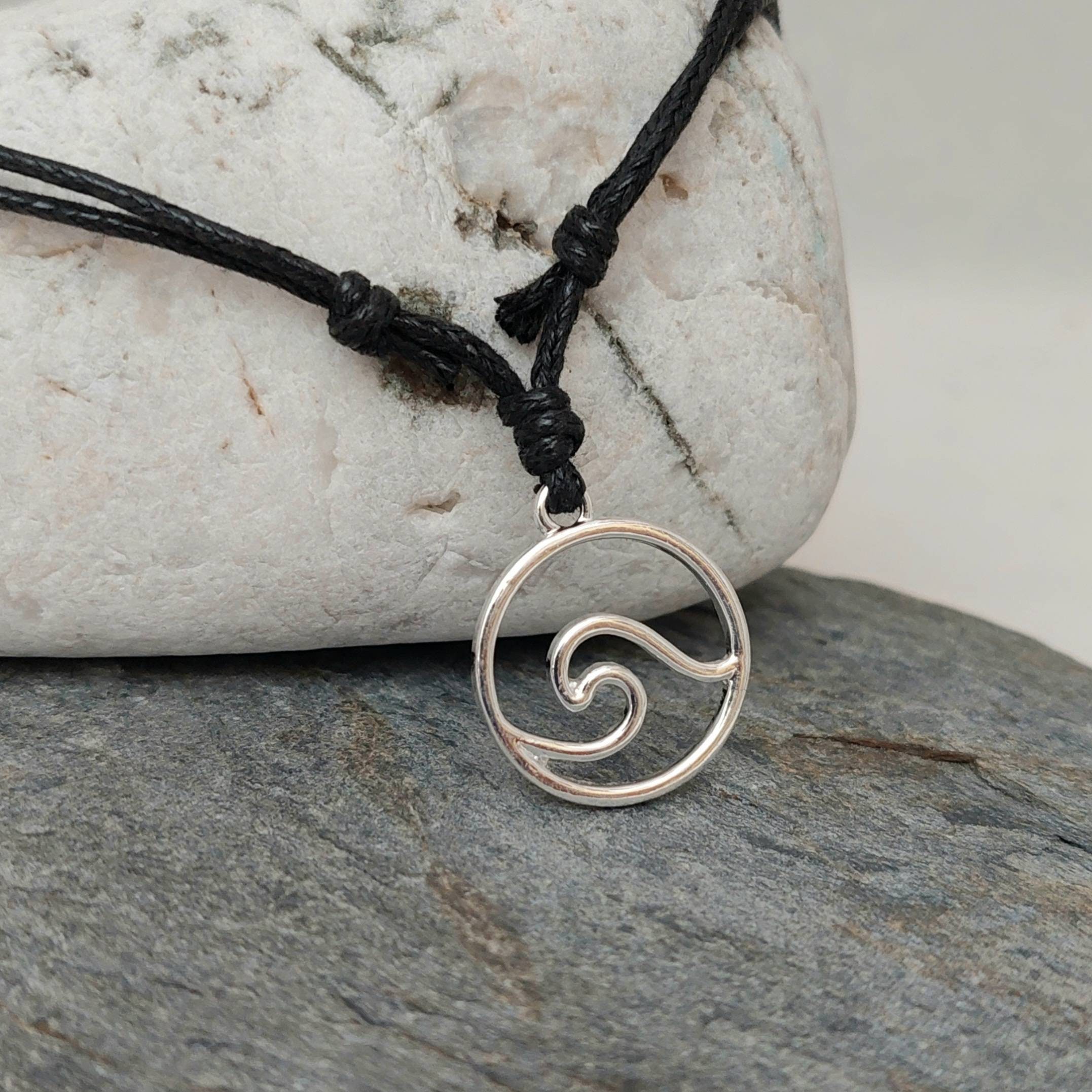 Adjustable Wave Pendant - Sea Wave Necklace Jewellery - Ocean Wave ...