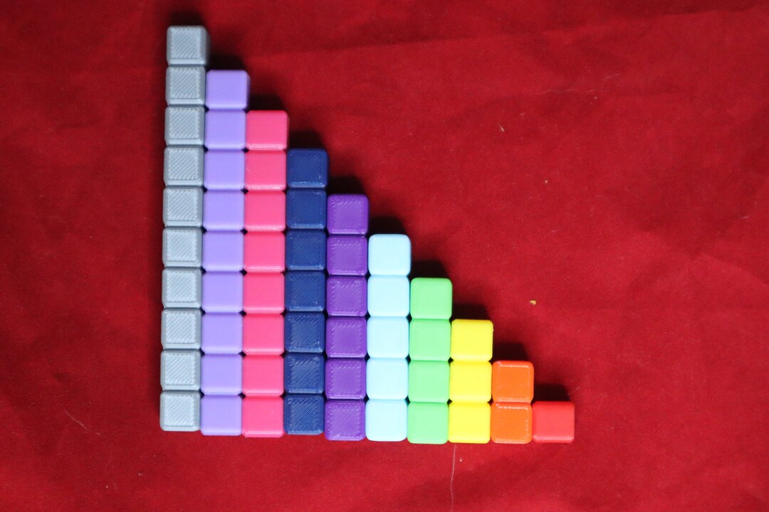 Math Cubes Set of 11 With Free Bonus Pie Chart Stencil - Montessori ...