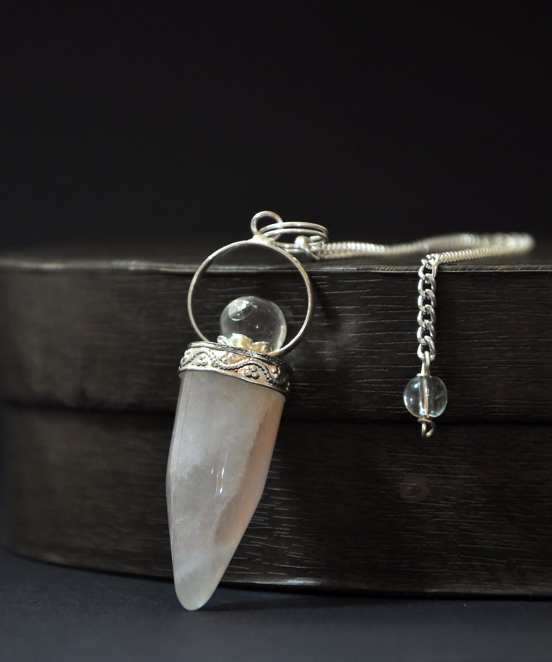 Pink Rose Quartz Diamond Shaped Pendulum : Divination, Dowsing ...