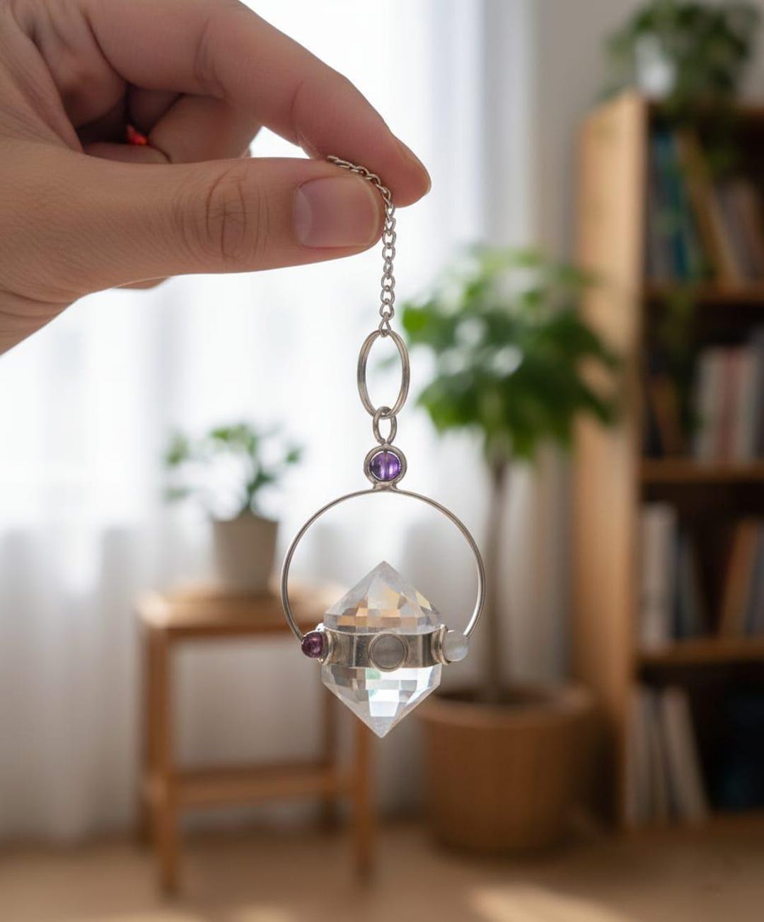 Clear Quartz Diamond Shaped Pendulum : Divination, Dowsing, & Healing ...