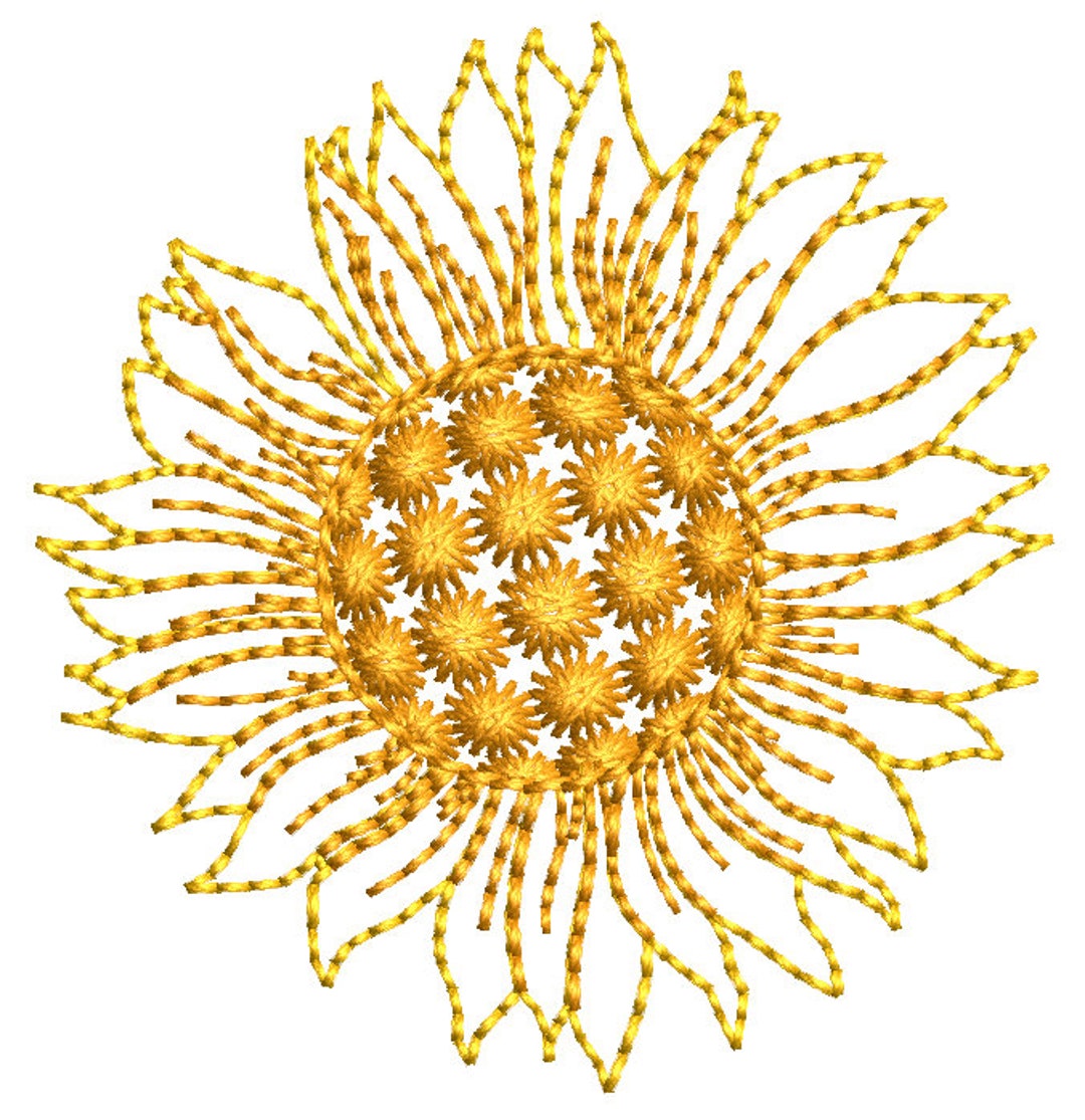 4x4 Linework Sunflower Machine Embroidery File, Dst, Pes, Exp, Hus, Jef ...