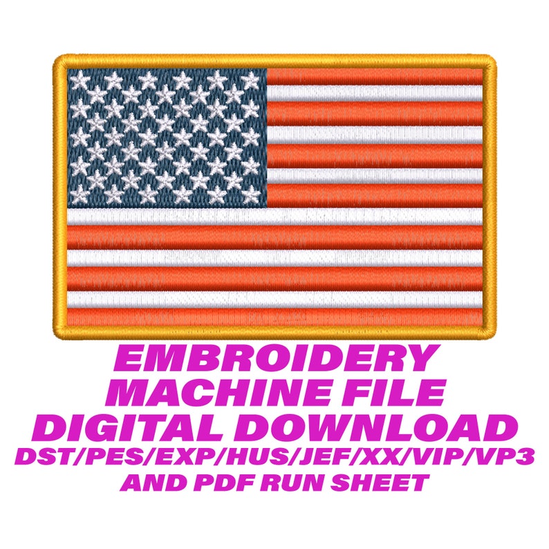 American Flag DIGITAL EMBROIDERY File Old Glory USA Ethnic Patriotic ...