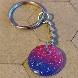 2-charm Round Keychain - LGBTQ+ Handmade Holographic Glitter Pride Flag ...