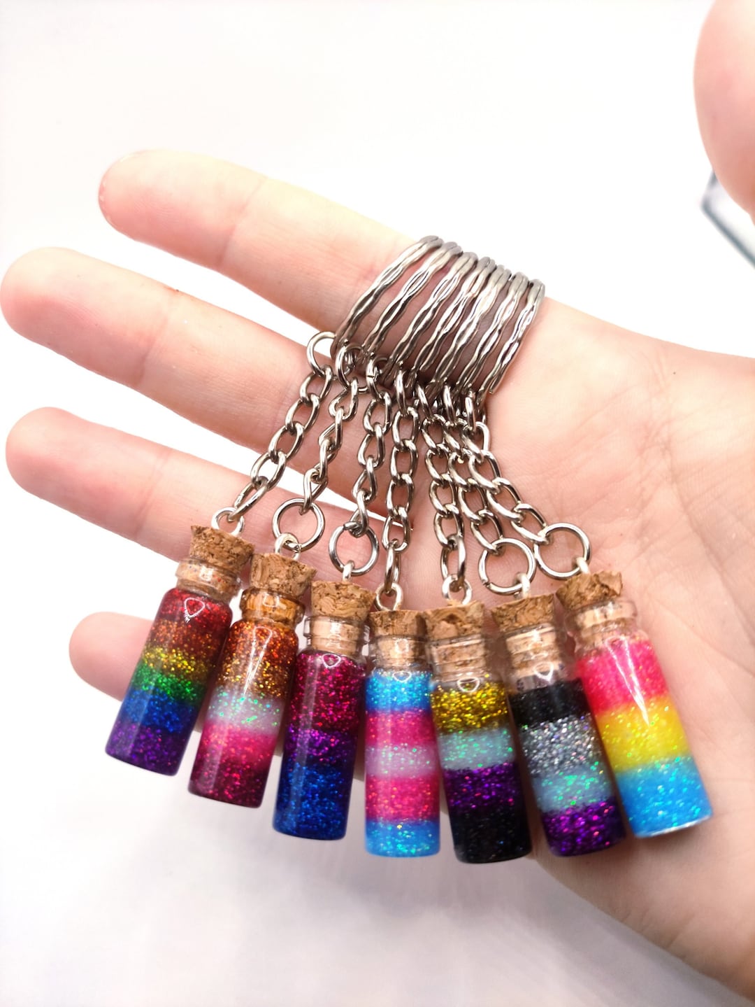 Glitter Bottle Keychain - LGBTQ+ Handmade Holographic Glitter Pride ...